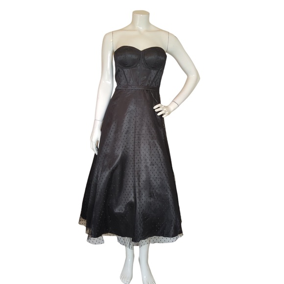 le chateau | Dresses | Le Chateau Strapless Black Polka Dot Fit Flare ...